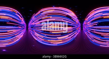 HDRI. Glowing neon lines. Full spherical panorama 360 degrees. 3D ...