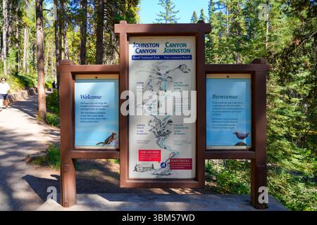 Map of the Johnston Canyon trails in Banff National Park, Alberta ...