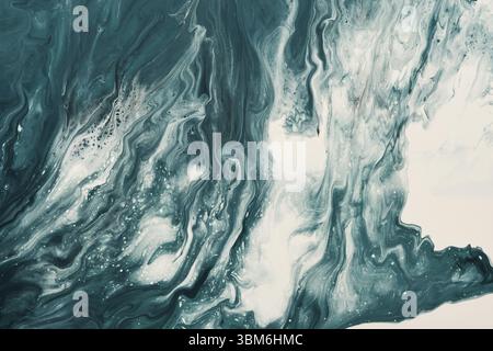 Fluid Art. Liquid emerald green abstract drips and wave. Marble effect ...
