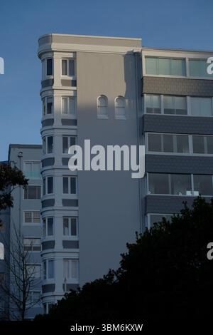 MEUDON, a triangular apartment building at 13 Onslow Avenue ...