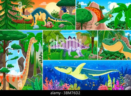 Kronosaurus dinosaur funny cartoon character. Prehistoric ocean reptile ...