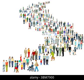 Large crowd, citizens and families, Illustration Stock Vector Image ...