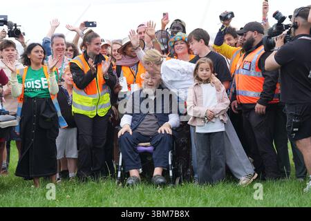 Emily Eavis opens the gates on the first day of the Glastonbury ...