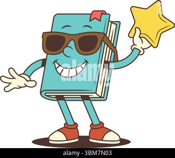 Happy winner book emoji character. Flat vector illustration for web and ...