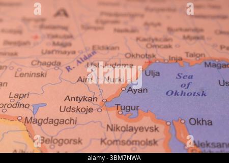 Tugur Political Map Of Russia Country And City Close Up With Background ...