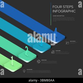 Infographic template illustrates a clear 4-step process flow with ...