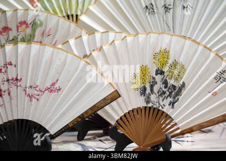 Painted Japanese Hand Fans Stock Photo - Alamy