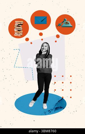 Creative customer service operator student girl with headset, isolated ...