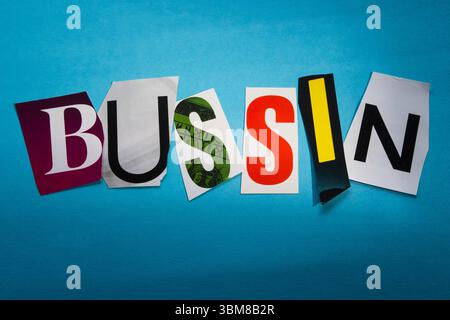 "Bussin" using cut-out paper letters in the ransom note effect ...