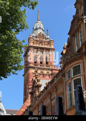 Town hall built in 1901 and peace bell created in 2000 as a monument ...
