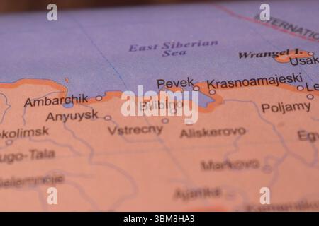 Pevek Political Map Of Russia Country And City Close Up With Background ...