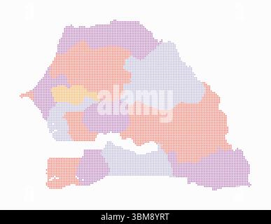Square dots pattern map of Senegal. Senegalese dotted pixel map with ...