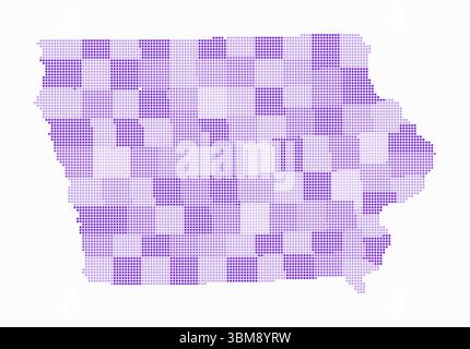 Square dots pattern map of Iowa. Dotted pixel map with american ...