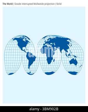 World Map. Goode interrupted Mollweide projection. Countries style ...