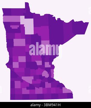 Map of Minnesota with counties. Simple state border map with county ...