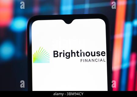 In this photo illustration the Brighthouse Financial logo seen ...
