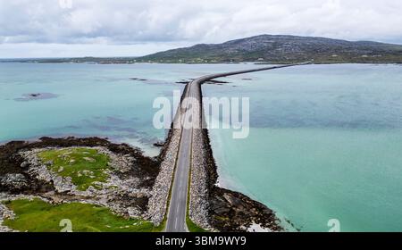 View looking north showing the causeway that links the island of ...