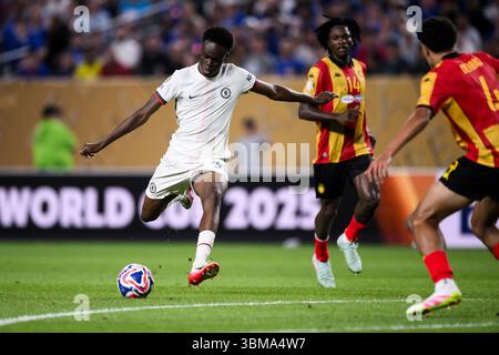 Tyrique George Of Chelsea scores a GOAL 1-1 and celebrates during the ...