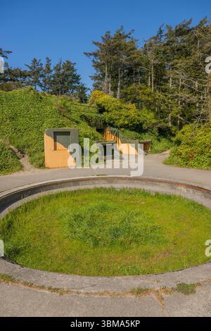 USA, WA, Island County, Whidbey Island. Helpful signage in farm fields ...