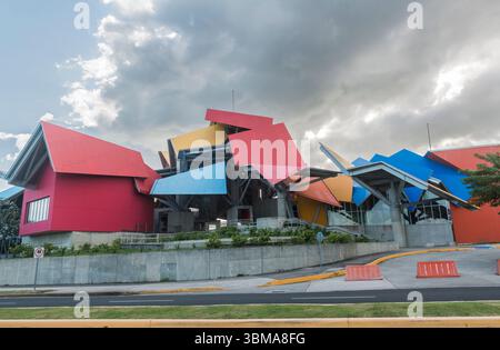 The impressive exterior of the Biomuseo with its different colored ...