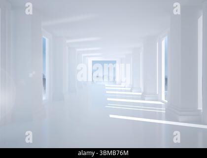 Bright white hall with columns Stock Photo - Alamy