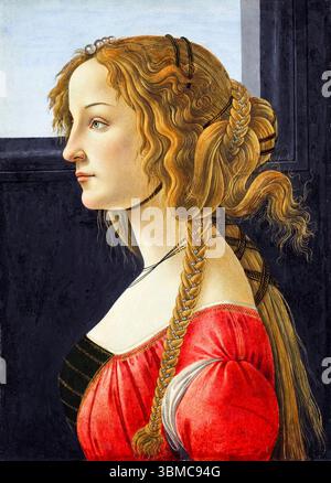Portrait of a young woman, Simonetta Vespucci, 1484 by Botticelli Stock ...