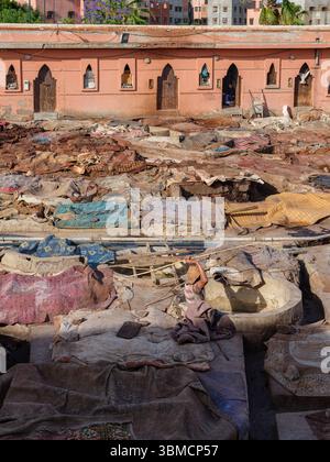 Morocco, Marrakesh, 15 Jun 2025. View of the traditional tanneries in ...