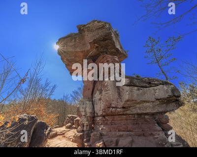 Devil?s Table, Mushroom shaped rock, Hinterweidenthal, Palatinate ...