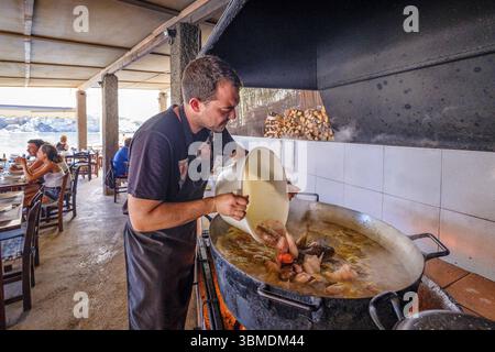 Bullit de peix, cooked on a wood fire, restaurant El Bigotes, Cala ...