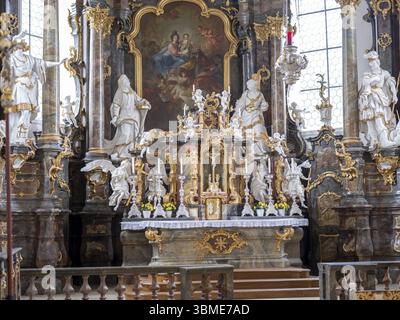 Rococo church of St. Ulrich, interior with ceiling fresco by Johann ...