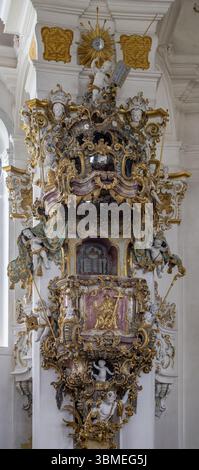 Pulpit in the pilgrimage church of the Flagellated Saviour on the Wies ...