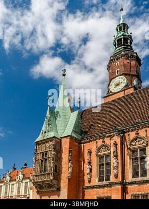 A vibrant scene featuring a historic Townhouse with clock tower ...