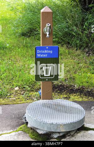 Water Refill Station sign outdoors. British Columbia, Canada Stock ...