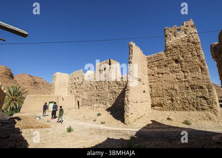 Mud and adobe architecture, Ifri kasbah, Ziz river valley, Atlas ...