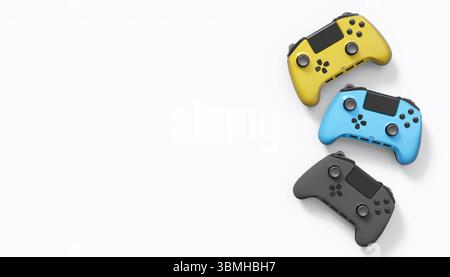 Realistic colorful video game joysticks or gamepads with color buttons ...