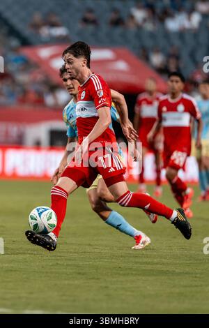 Chicago Fire midfielder Brian Gutiérrez (17) kicks the ball during the ...