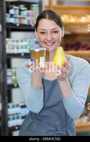 woman selling jam Stock Photo - Alamy