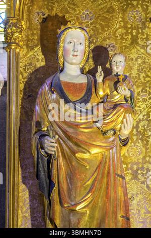 Gilded wood carving, Our Lady of La Seu, -Mare de Déu antiga-, 14th ...