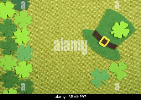 Flat lay Happy St. Patrick's background mockup of handmade felt ...