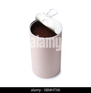 Instant coffee in metal can isolated on white Stock Photo - Alamy