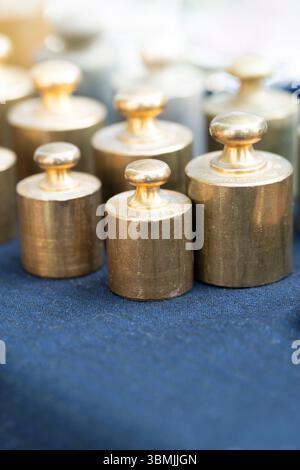 Italy, Old Brass Weights of Different Size For a Scale at Flea Market ...