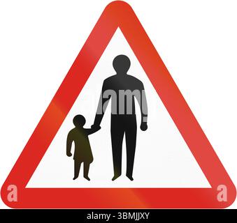 Warning road sign in Uganda - Pedestrian crossing Stock Photo - Alamy
