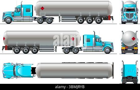 Vector realistic tanker truck template isolated on white. Available EPS ...