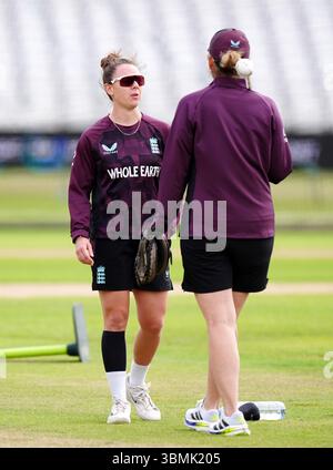 England's Linsey Smith during a nets session at The Spitfire Ground ...