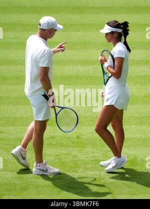 Mark Petchey, coach of Emma Raducanu, on day one of the 2025 Wimbledon ...