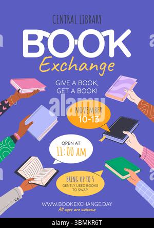 Book exchange vertical poster or flyer Stock Vector Image & Art - Alamy