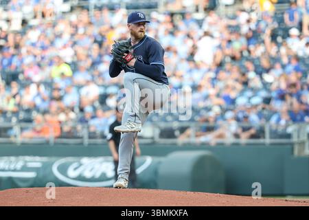 Tampa Bay Rays pitcher Drew Rasmussen delivers to the New York Yankees ...