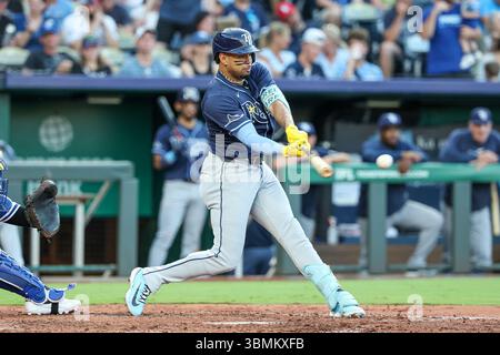 Tampa Bay Rays' Christopher Morel celebrates as he rounds the bases ...