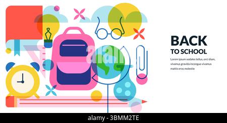 school supplies and alarm clock Stock Vector Image & Art - Alamy