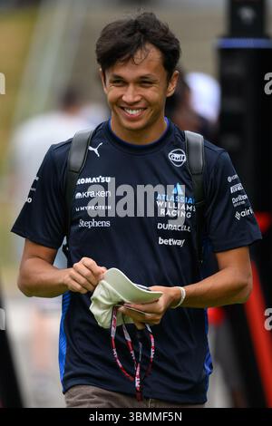 Red Bull driver Alexander Albon of Thailand steers his car during the ...
